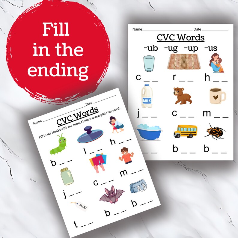 CVC Words Kindergarten Worksheets Busy Binder Preschool Curriculum ...