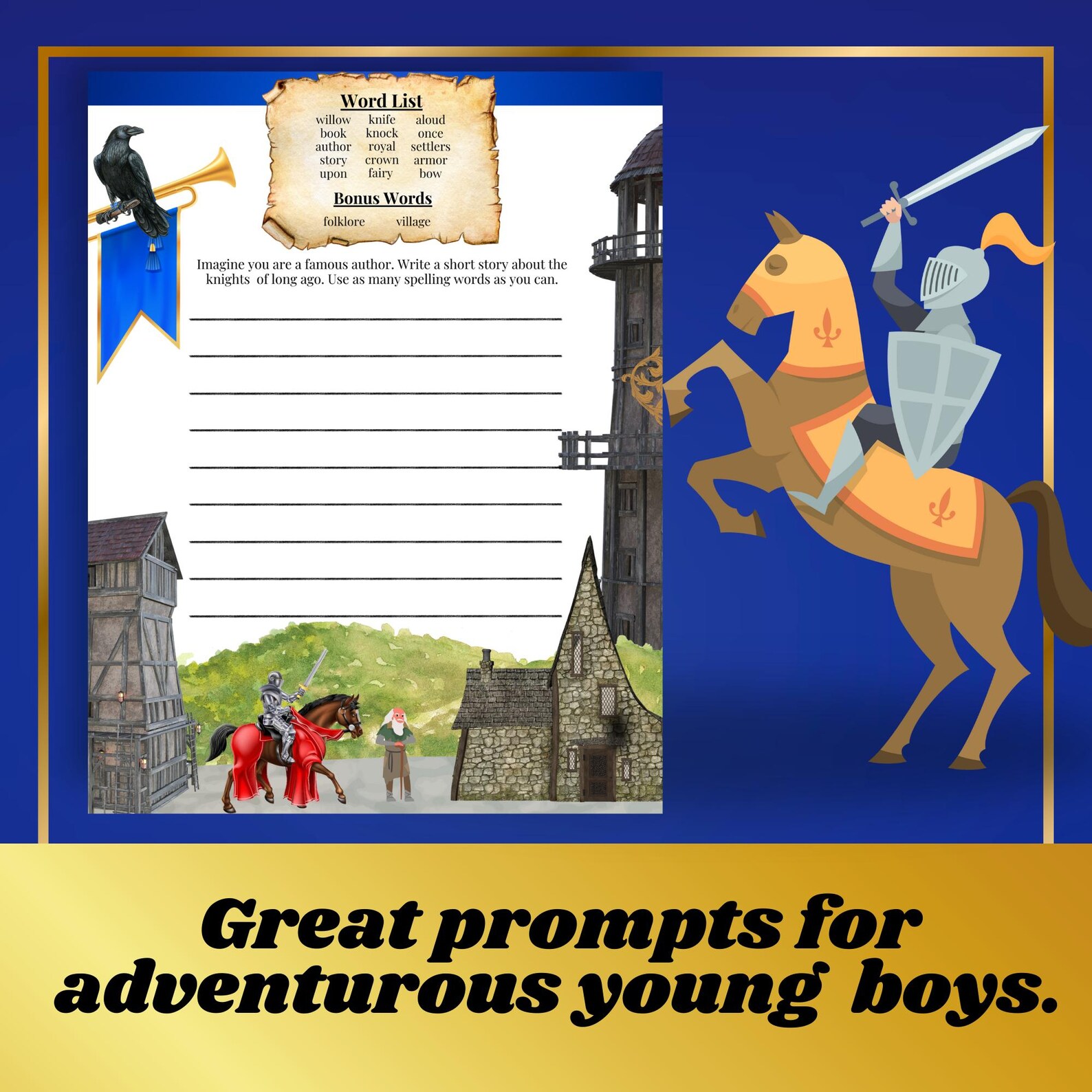 Third Grade Journal Prompts With Spelling and Vocabulary Word Bank ...