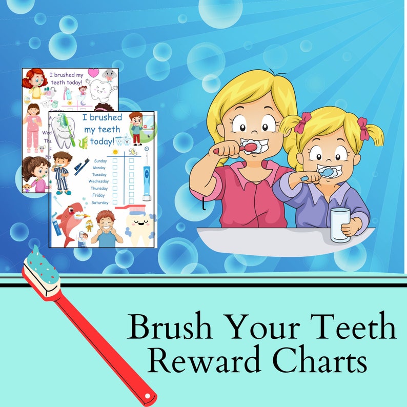 Chore Chart for Kids Reward Chart, Brush Your Teeth Behavior Chart ...