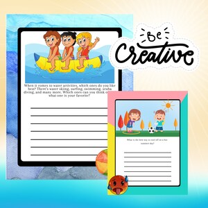 Creative Summer Writing Prompts, Printable Journal Prompts, Kids ...