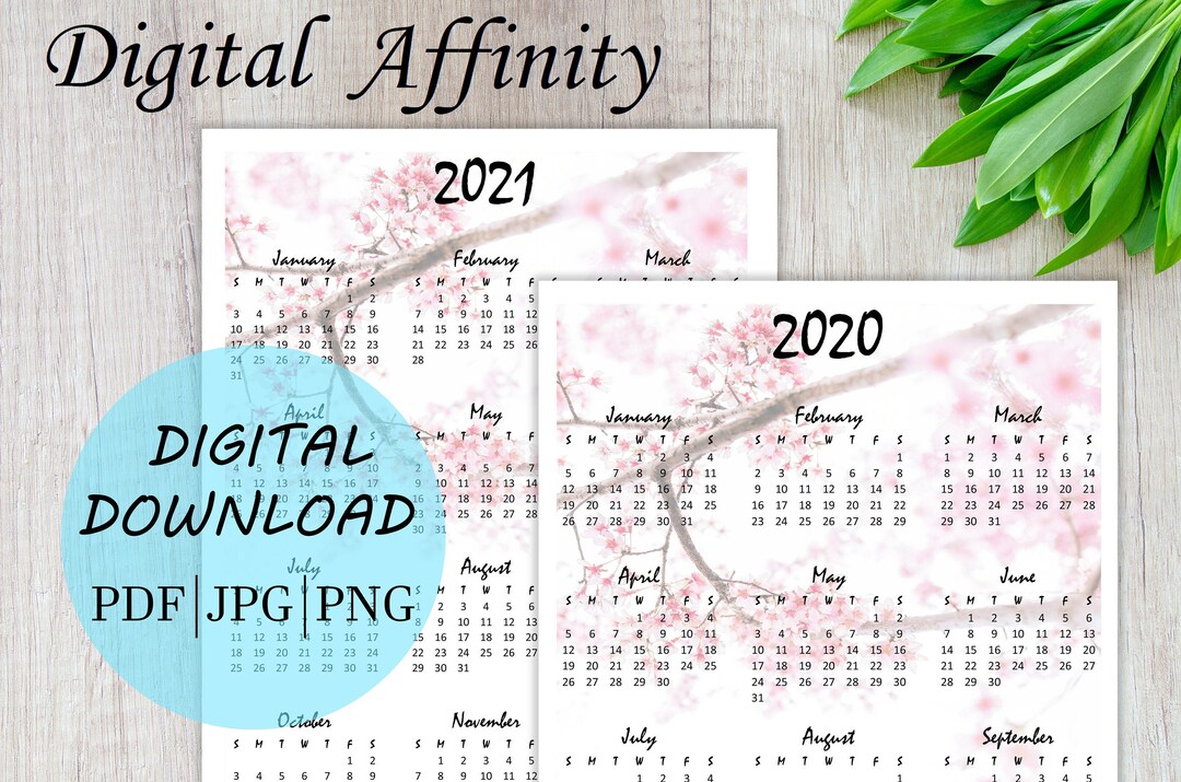 2020-2021 Cherry Blossom Calendar - Instant Digital Download | at A ...
