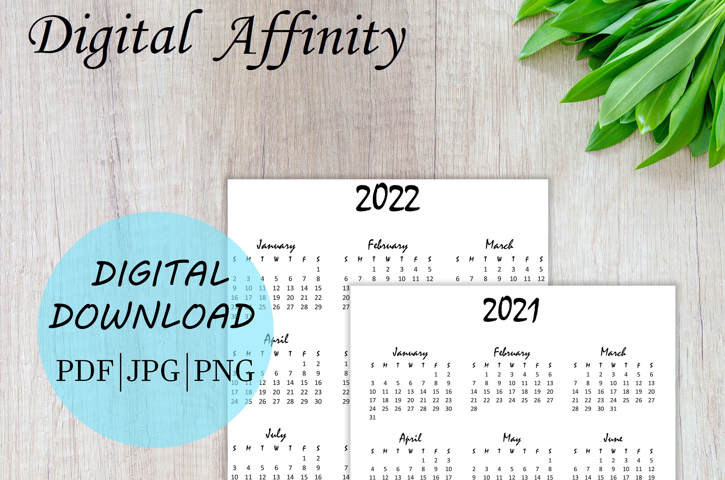 2021-2022 at A Glance Yearly Calendar Instant Digital Download PDF JPG ...