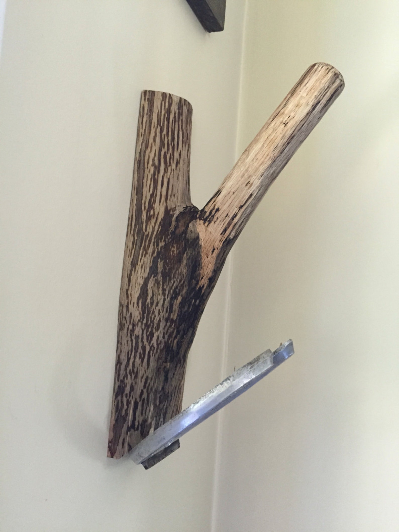 Rustic Horseshoe and Chestnut Branch Hanger 3 Hooks Wall Hook ...