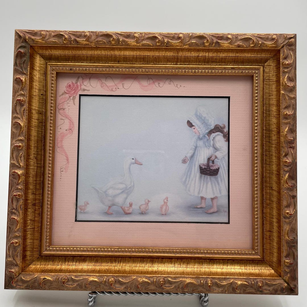 Gold Frame Print Little Girl Ducks Ann Taylor Art Series Something ...