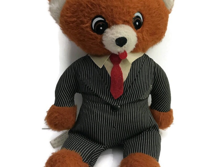 Talking Executive Teddy Bear Pull String Vintage Commonwealth 12" Plush ...