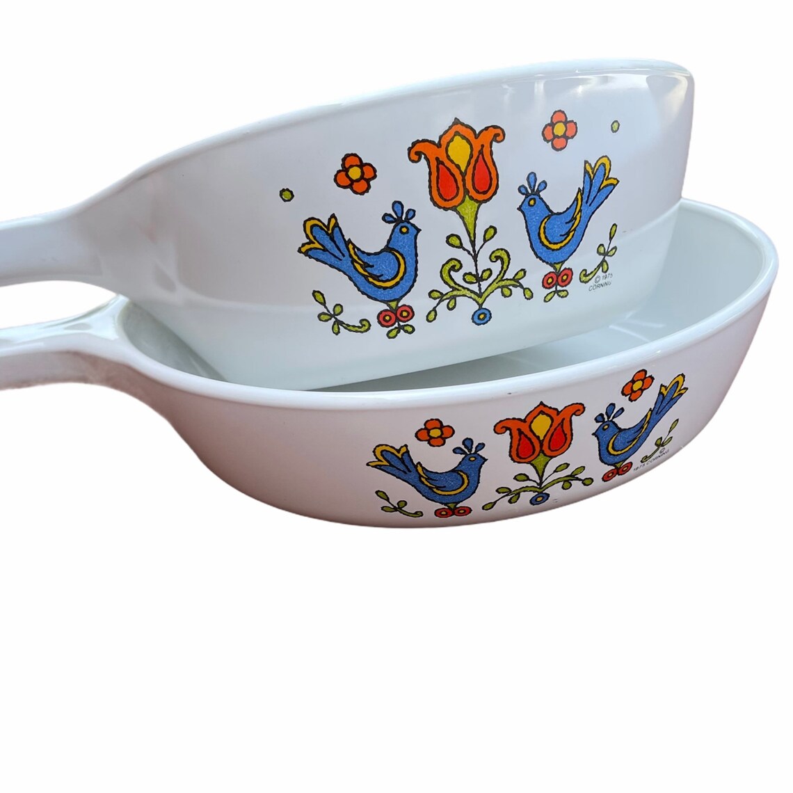 Corning Ware Skillets Country Festival Friendship Birds Scandinavian ...