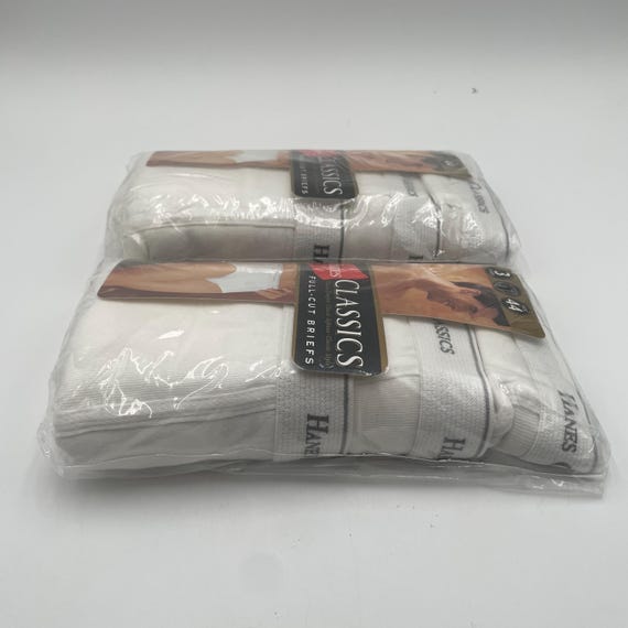 Vintage Hanes Classics Mens Full Cut Briefs 44 White … - Gem