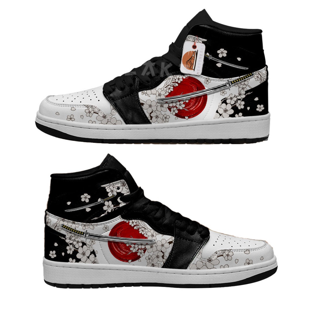 Japanese Sakura and Katana sneakers Custom Shoes - Etsy