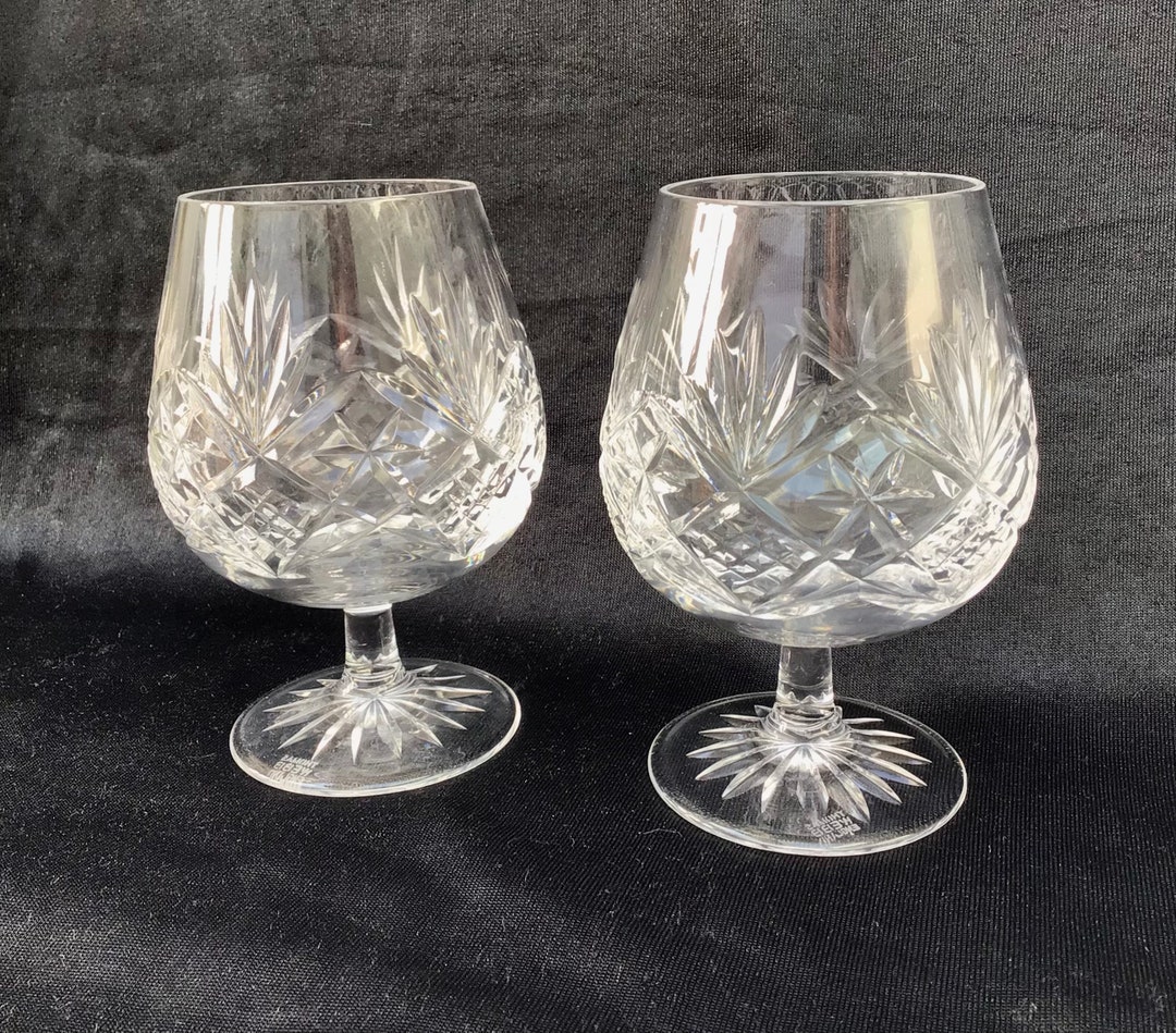 Thomas Webb Signed Set of 2 Hand Cut Fine Crystal Brandy Glasses ...
