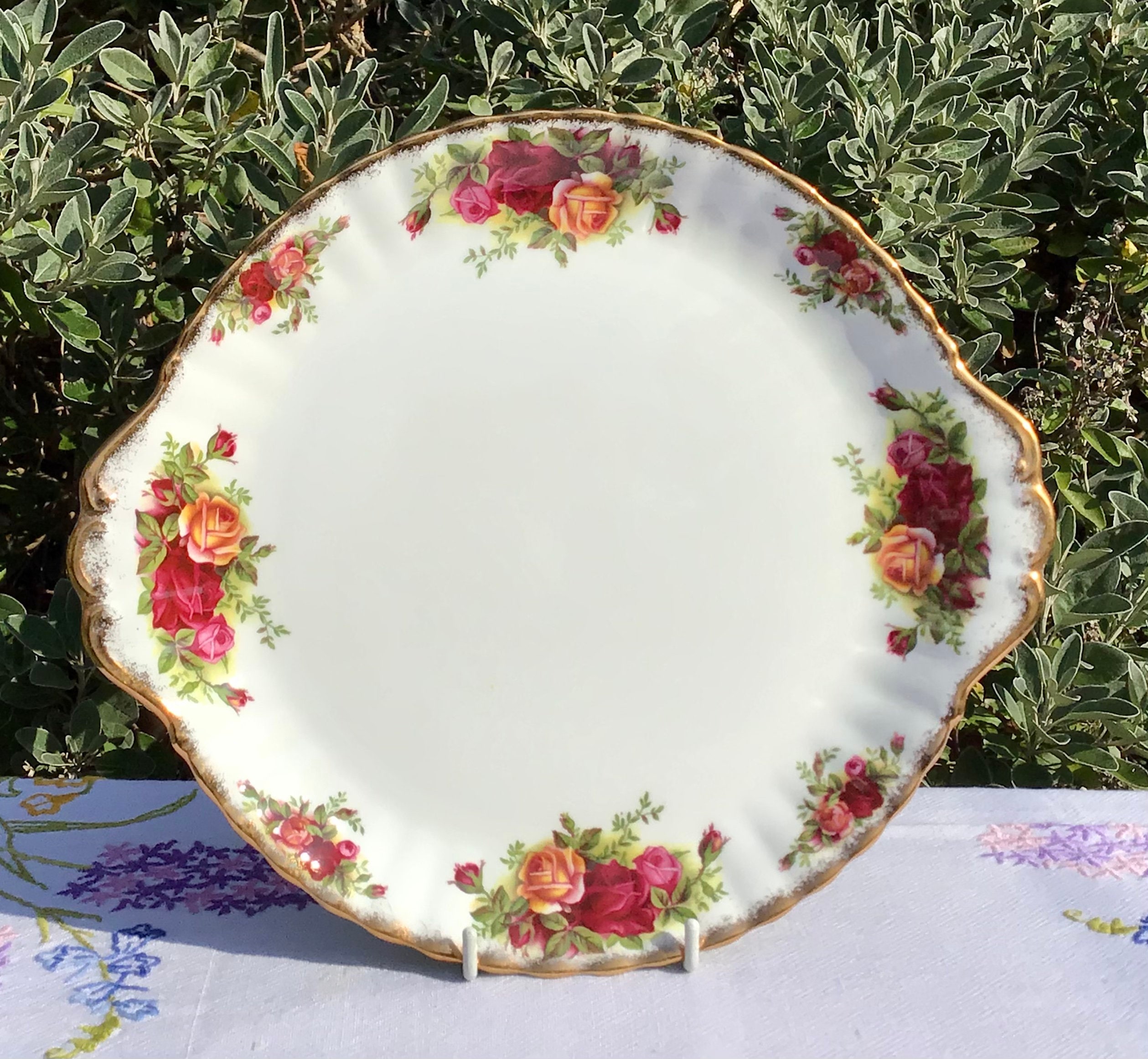 Royal Albert Old Country Roses Cake Plate tea party High | Etsy