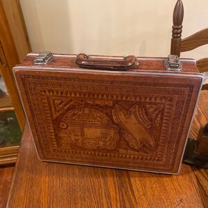 Hand Tooled Vintage Leather Briefcase 1960s Leather - Etsy