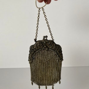 Antique Metal Mesh Flapper Purse, Gate Top Vintage Metal Mesh Purse ...