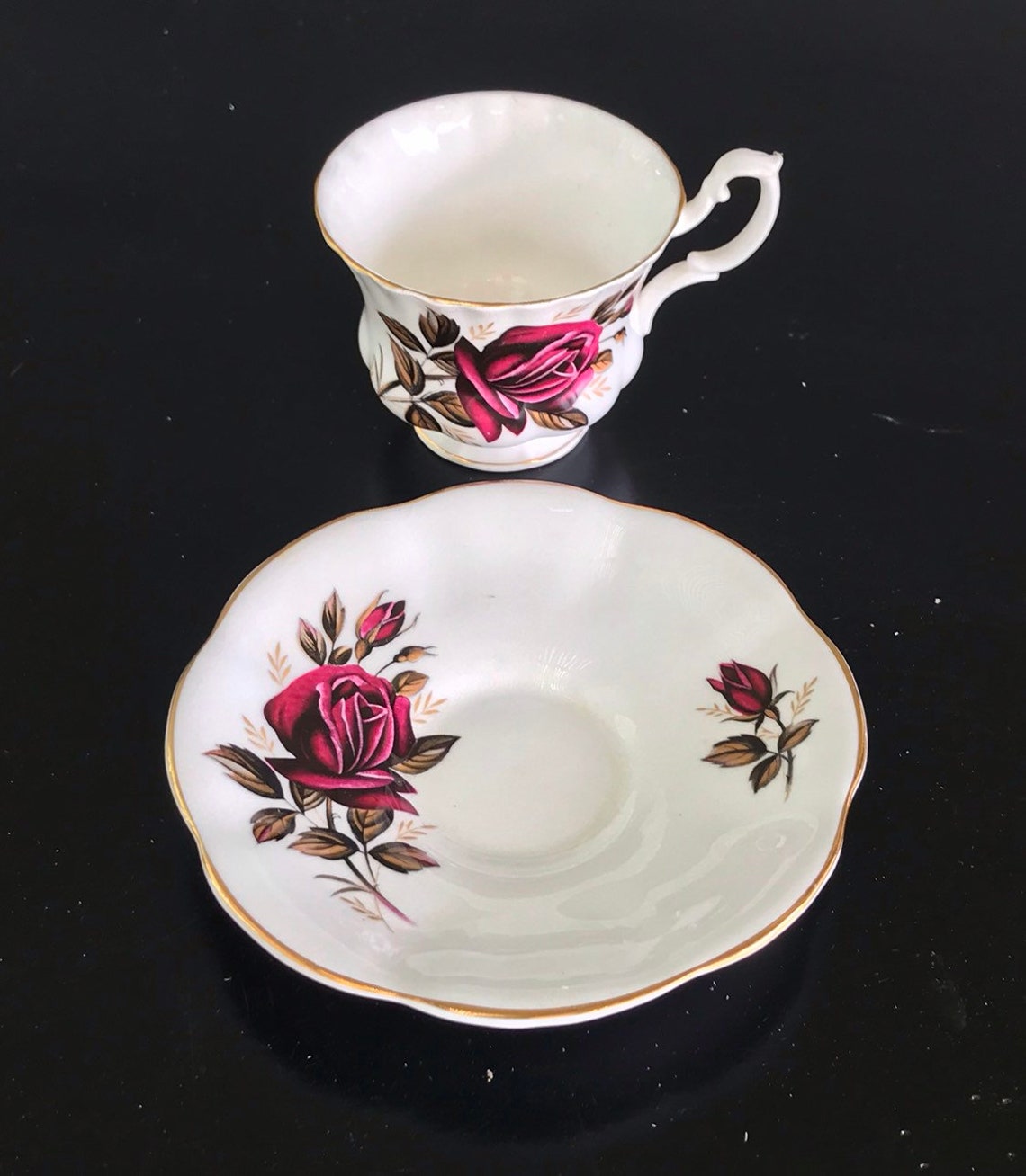 Hamilton Cup and Saucer English Tea Cup Rose Tea Cup Fine - Etsy