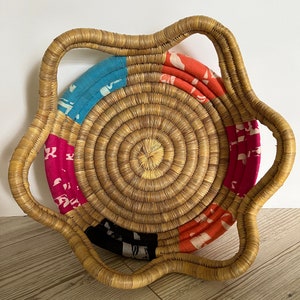 Colorful Vintage Basket, Heavy Basket With Brightly Colorful Fabric ...
