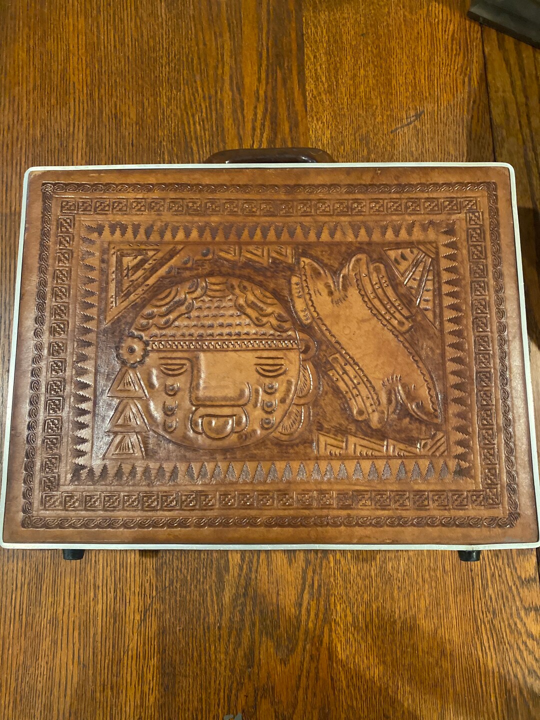 Hand Tooled Vintage Leather Briefcase 1960s Leather - Etsy