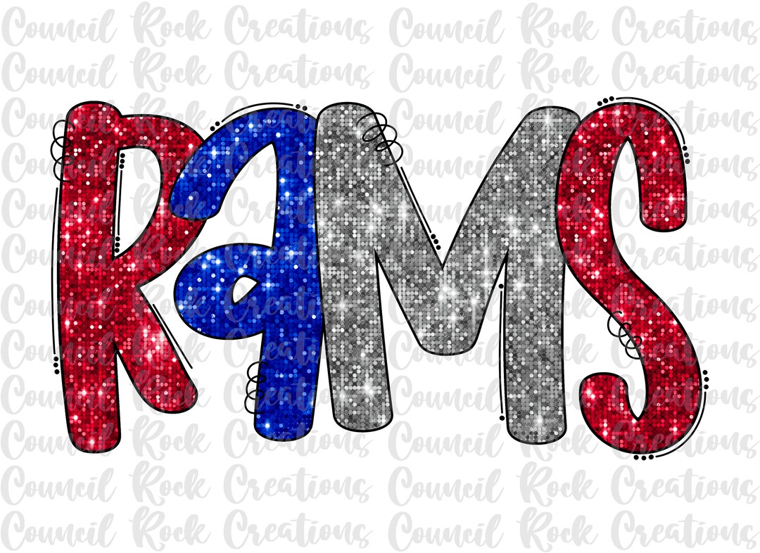 Rams Sequin Glitter Bling PNG | Doodle Letters | School Spirit ...