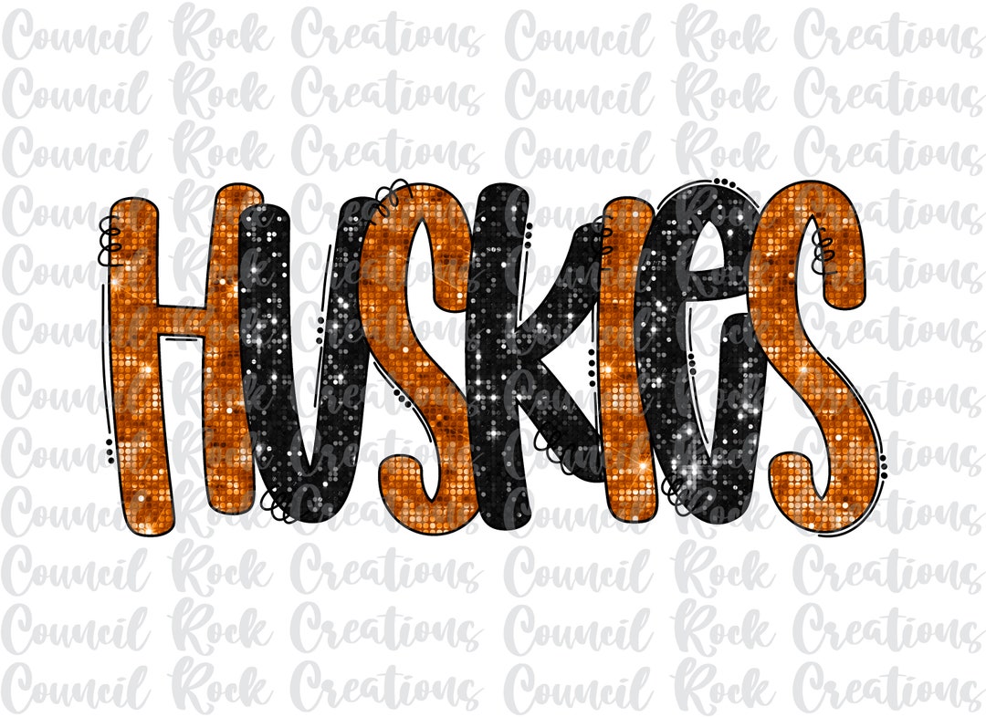 Huskies Sequin Glitter Bling PNG | Doodle Letters | School Spirit ...