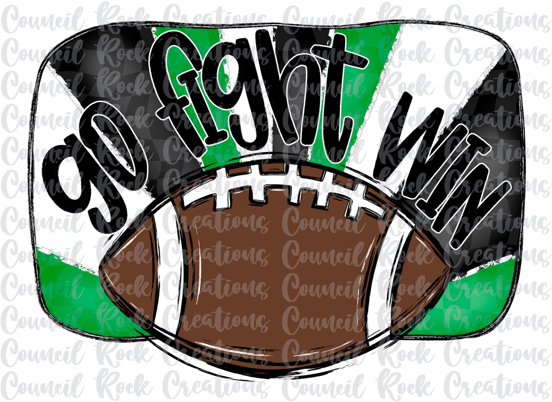 Go Fight Win Football, Checkered, Hand Lettered, School Spirit, Team ...