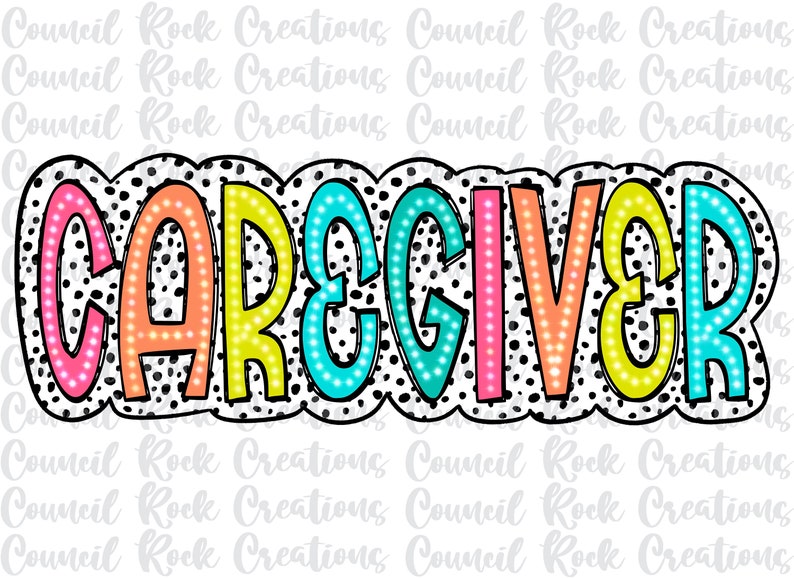 Caregiver PNG, Colorful, Dalmatian Dots, Occupation, Digital File ...