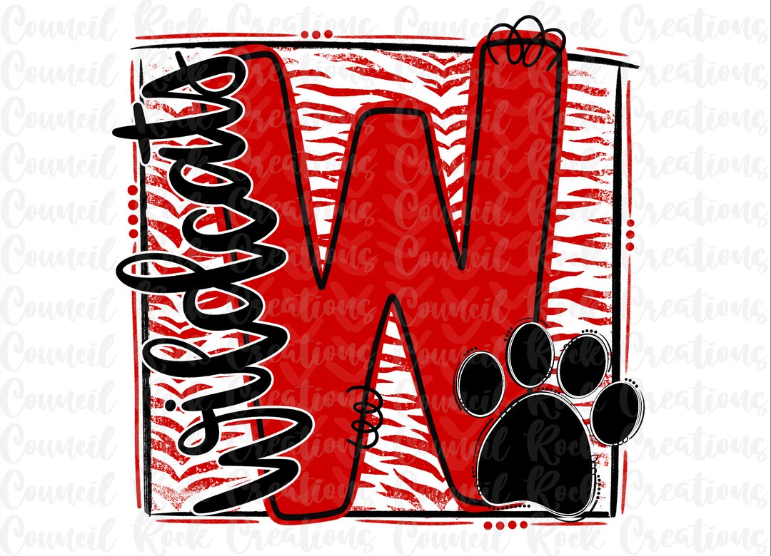 Wildcats PNG, Doodle Letter, Paw Print, Distressed Animal Print ...