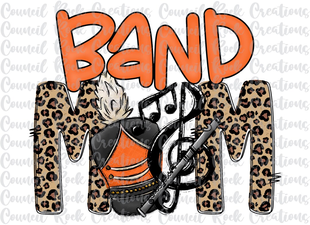 Band Mom PNG, Cheetah Print, Marching Band, Music Notes, Flute, School ...