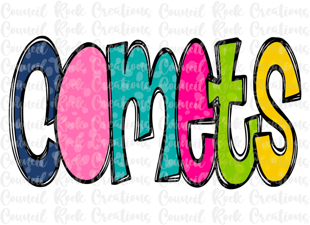 Comets PNG, Colorful Preppy Sketchy , School Spirit, Team Spirit, Digital File, Sublimation ...