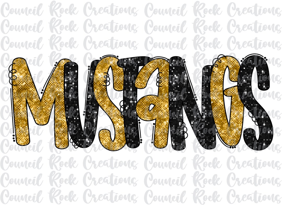 Mustangs Sequin Glitter Bling PNG Doodle Letters School Spirit Digital File Sublimation Download ...