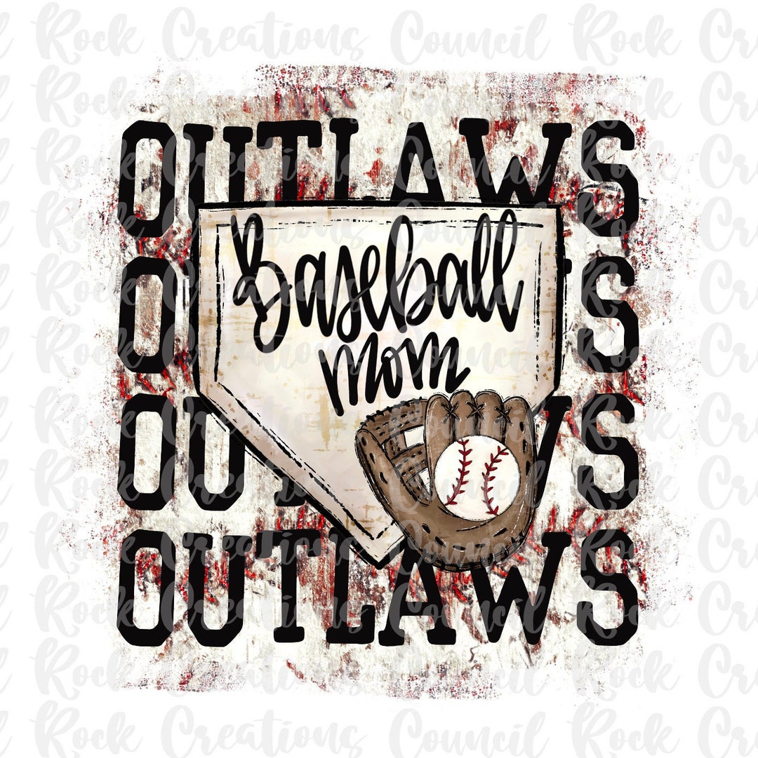 Outlaws Baseball Mom PNG, Home Plate, Baseball Glove, School Spirit ...