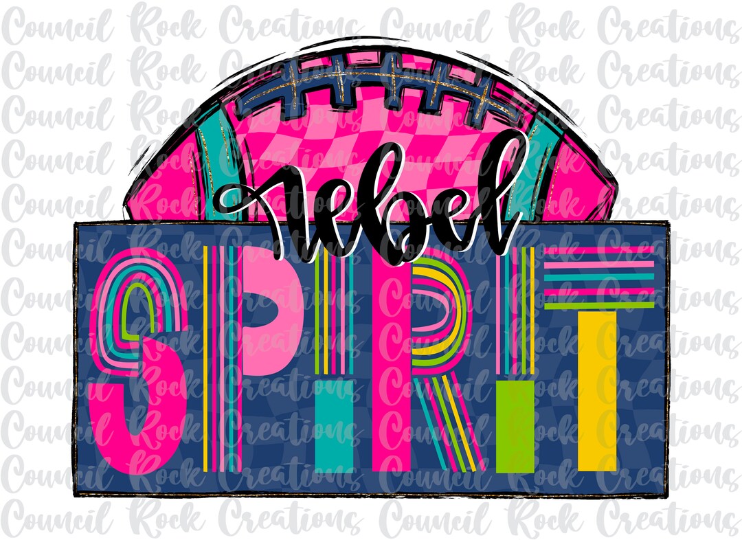 Rebel Spirit Football Png, Preppy Colorful, Wavy Checkered, Glitter ...
