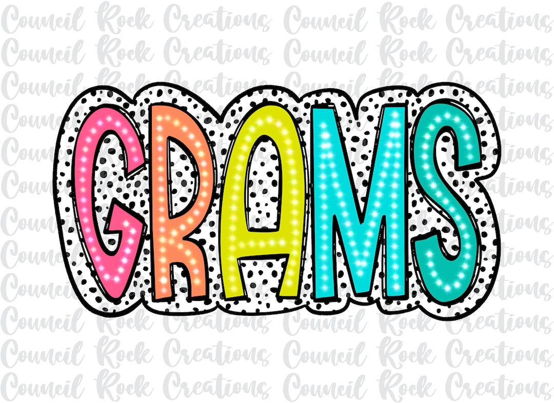 Grams PNG, Bright Doodle, Dalmatian Dots, Digital File, Sublimation ...