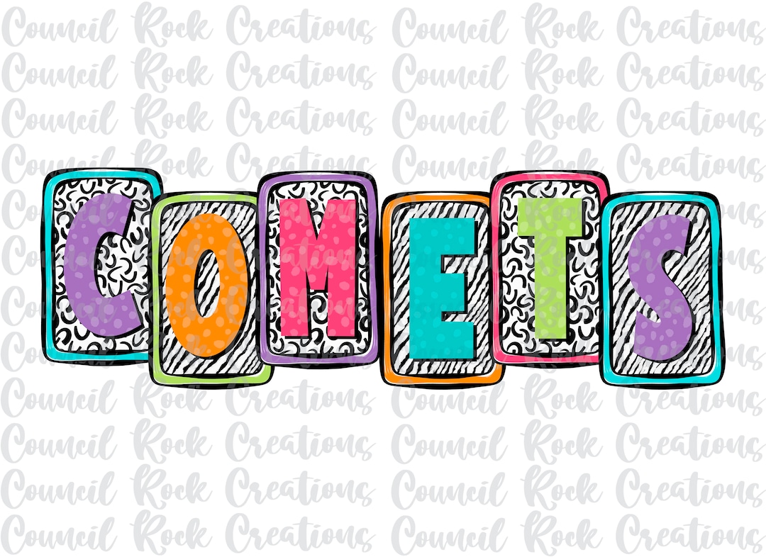 Comets PNG, Colorful, Pattern Blocks, School Spirit, Mascot, Team ...