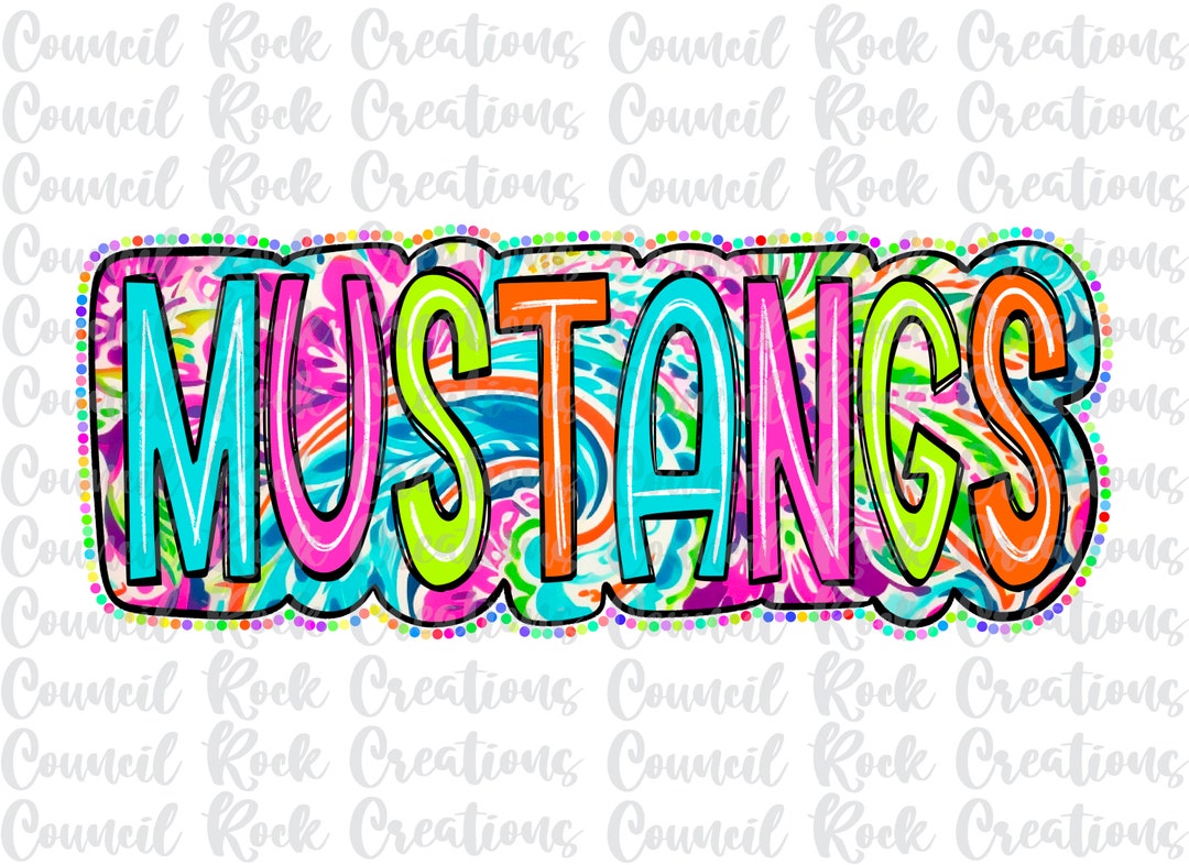 Mustangs PNG, Scribble Doodle, Bright Paisley Floral, School Spirit ...