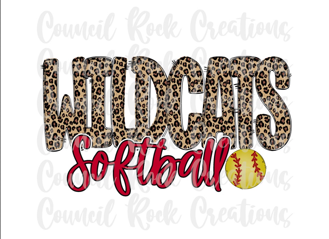 Wildcats Softball PNG Cheetah Print Doodle Letters Digital File ...