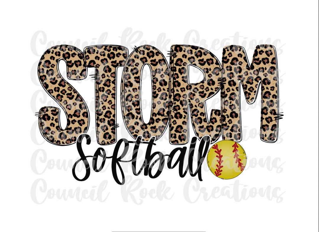 Storm Softball PNG Cheetah Print Doodle Letters Digital File ...