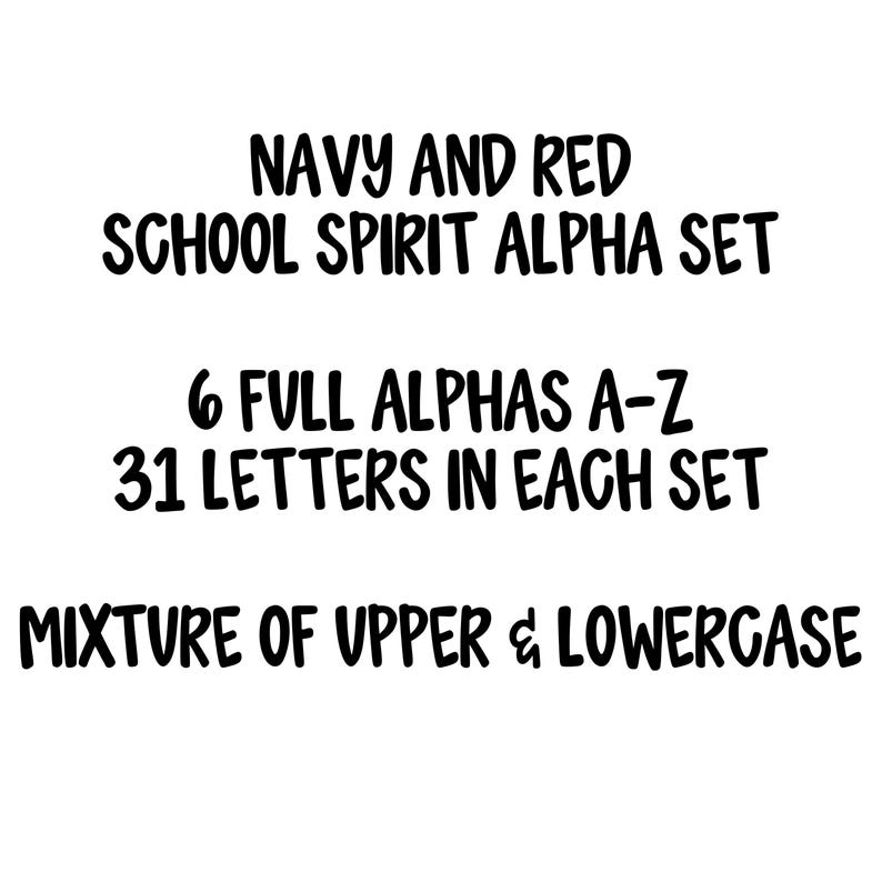 School Spirit Alpha Set PNG, Navy Red, Doodle Letters, Hand Lettered, 6 ...