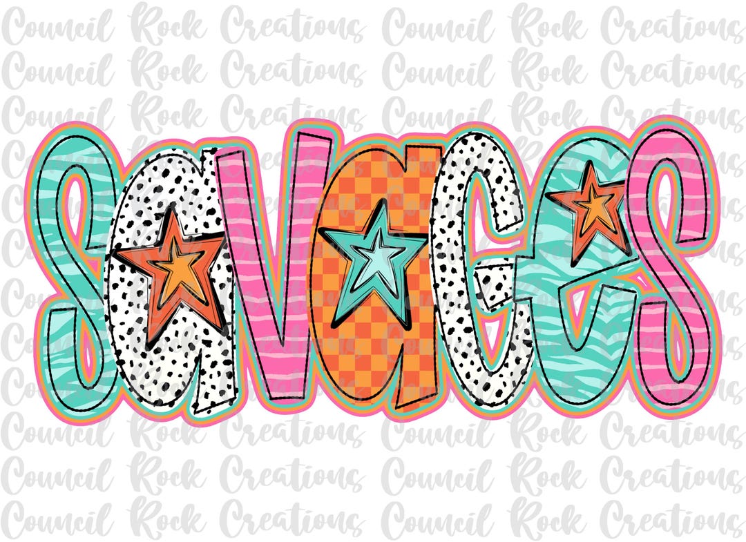 Savages Png, Colorful, Checkered, Zebra Print, Dalmatian Dots, Hand ...