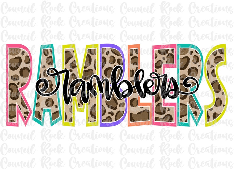 Ramblers PNG, Cheetah Print, School Spirit, Team Spirit, Digital File ...