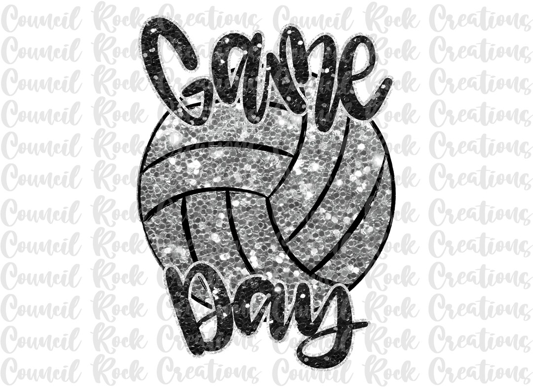 Game Day Glitter Bling Volleyball PNG, School Spirit, Mascot, Digital ...