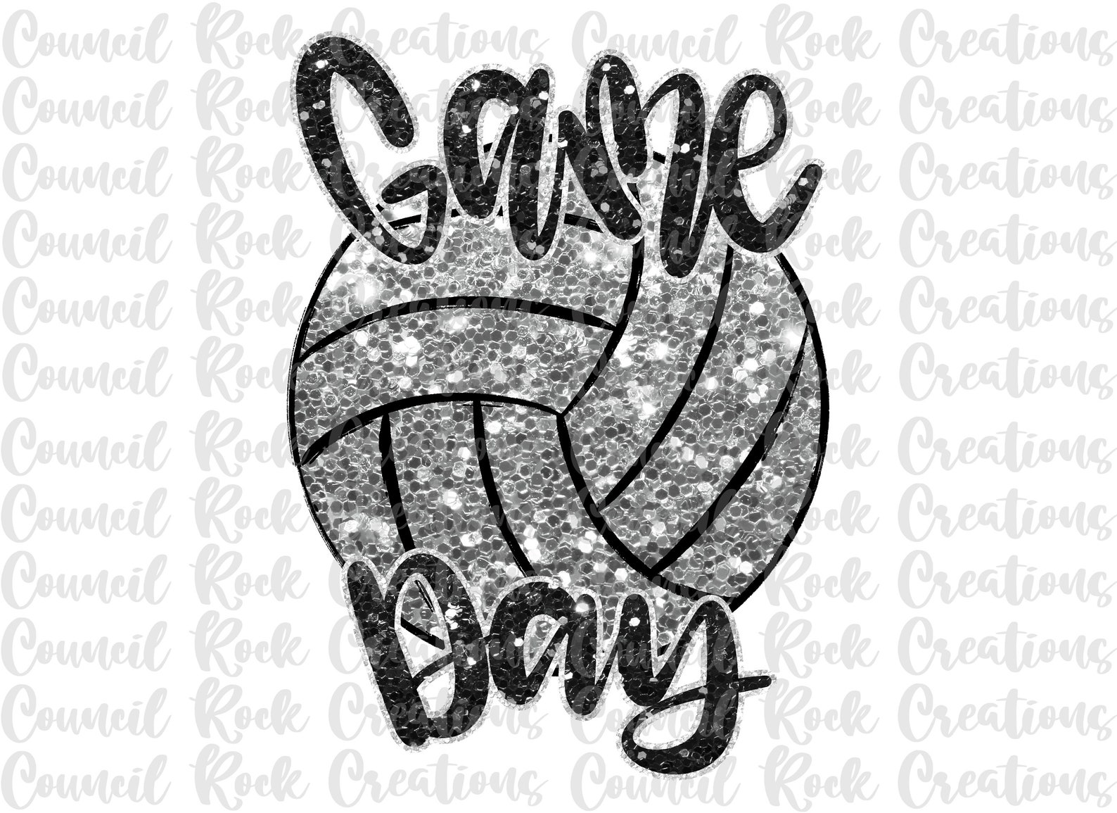 Game Day Glitter Bling Volleyball PNG, School Spirit, Mascot, Digital ...