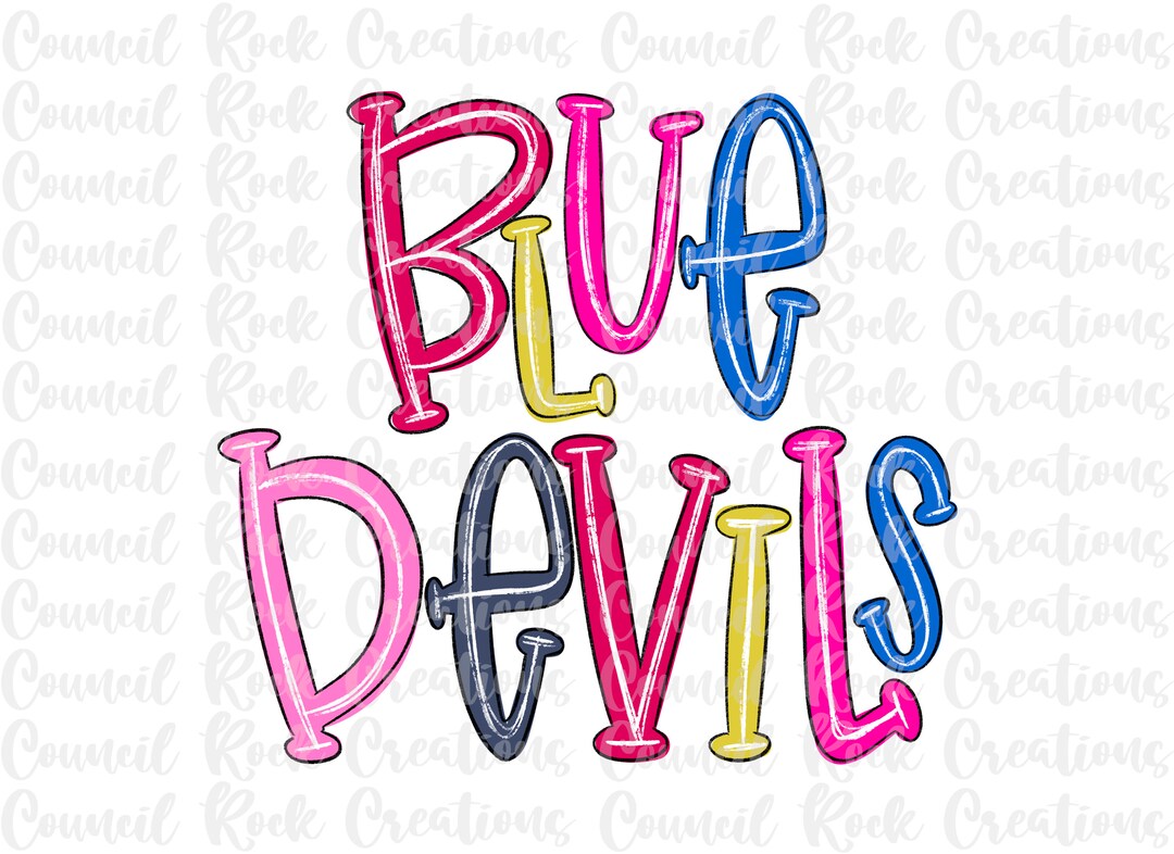 Blue Devils PNG, Colorful Scribble, Hand Lettered, School Spirit, Team ...