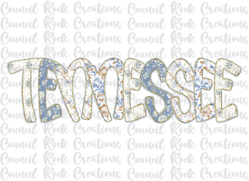Tennessee Png, Floral, Toile, Hand Lettered, Glitzy Gold, State ...