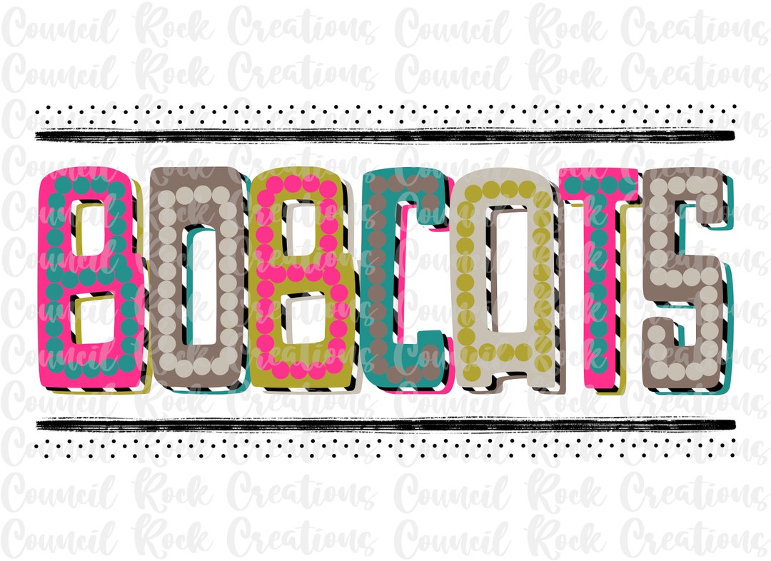 Bobcats PNG, Colorful Retro Dots Print, School Spirit, Team Spirit ...