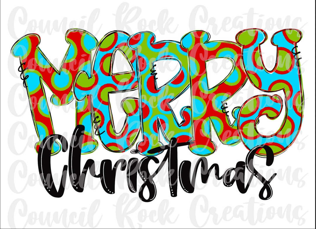 Merry Christmas PNG | Doodle Letters | Polka Dots | Digital File ...