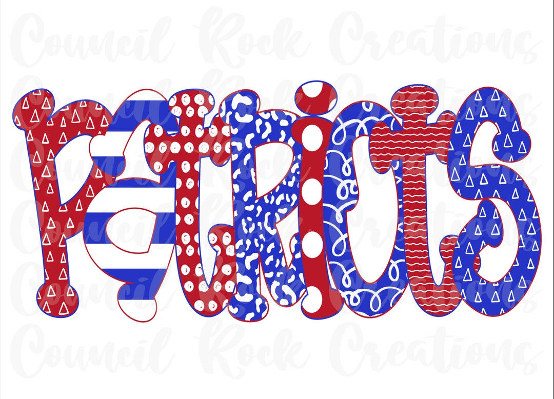 Patriots PNG Doodle Letters School Spirit Digital File Sublimation ...