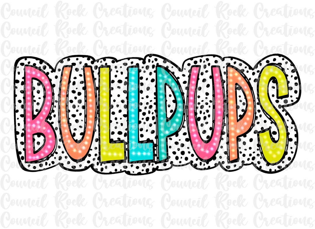 Bullpups PNG, Colorful, Dalmatian Dots, Mascot, School Spirit, Team ...