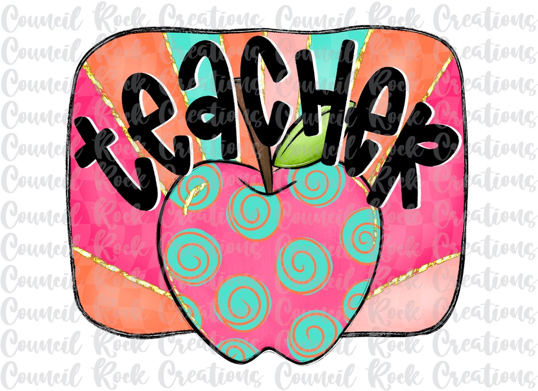 Teacher Png, Swirly Polka Dots Apple, Colorful, Checkered, Hand ...
