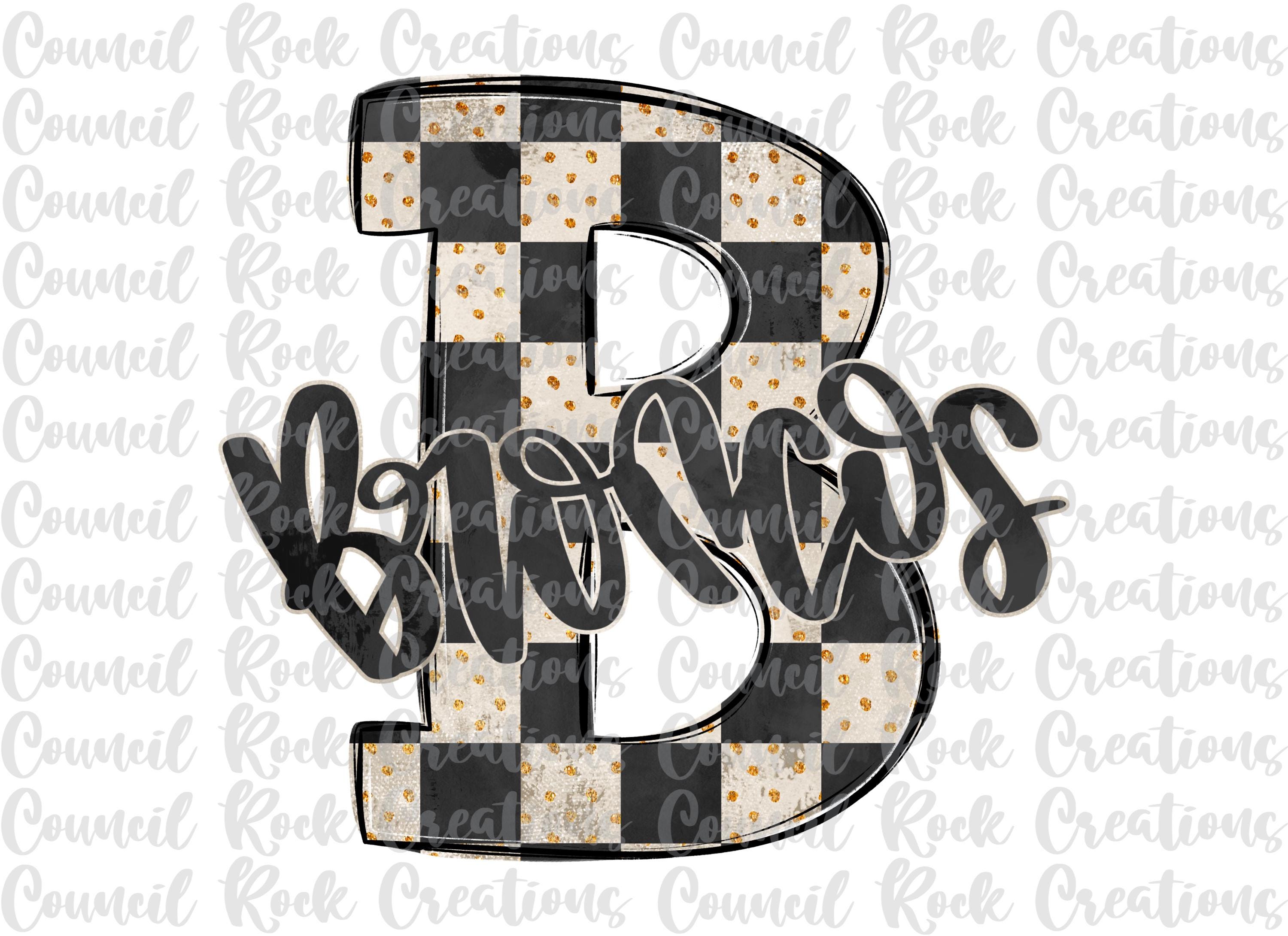 Broncos PNG, Checkered, Gold Glitter Dots, Hand Lettered, Mascot ...