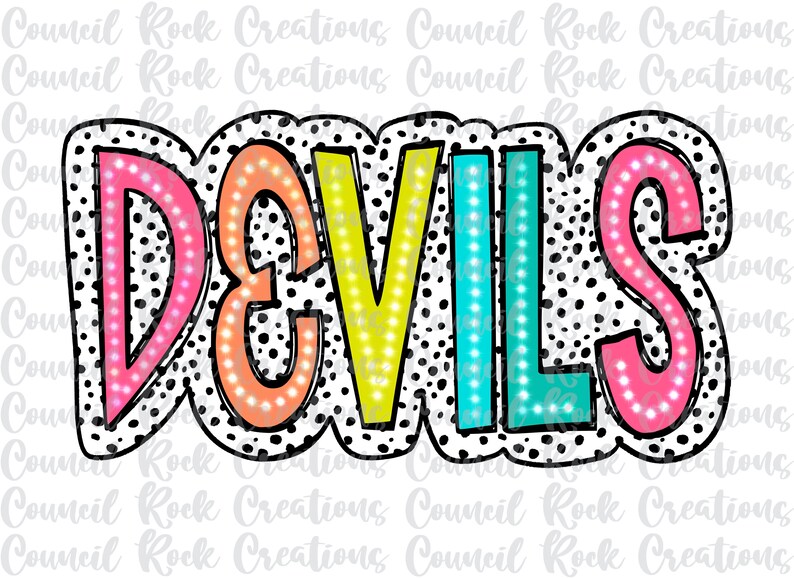 Devils PNG, Colorful, Dalmatian Dots, Mascot, School Spirit, Team ...