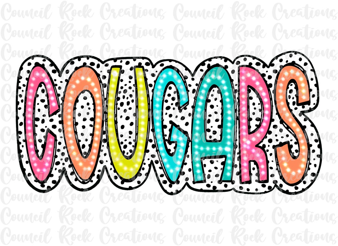 Cougars PNG, Colorful, Dalmatian Dots, Mascot, School Spirit, Team ...