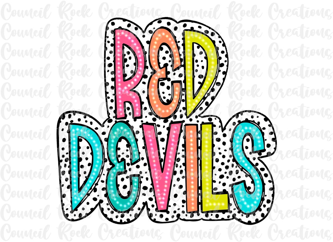 Red Devils PNG, Colorful, Dalmatian Dots, Mascot, School Spirit, Team ...